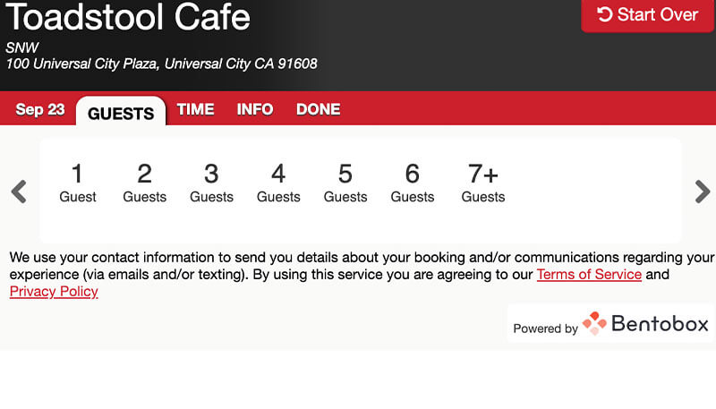 How to make a Reservation for Toadstool Cafe at Universal Studios