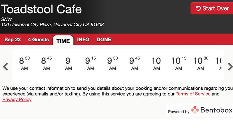 How to make a Reservation for Toadstool Cafe at Universal Studios